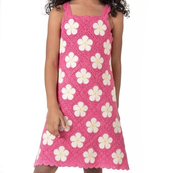 Rare Editions | Dresses | Rare Editions Little Girls Pink Daisy Crochet ...
